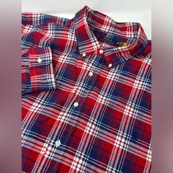 Polo Ralph Lauren | Shirts | Polo Ralph Lauren Shirt Mens 4xb Red White Blue Plaid Long Sleeve ...